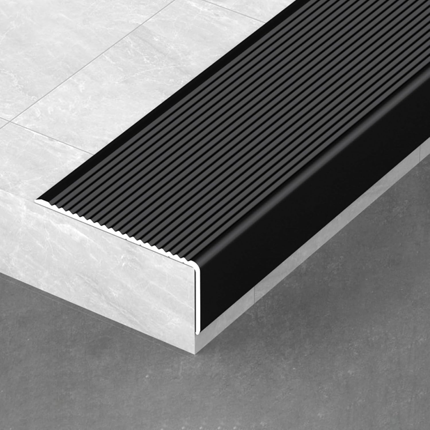 Aluminum Alloy Stair Nosing Edge Trim Step Nose trim Black 7x3cm, 90cm ...