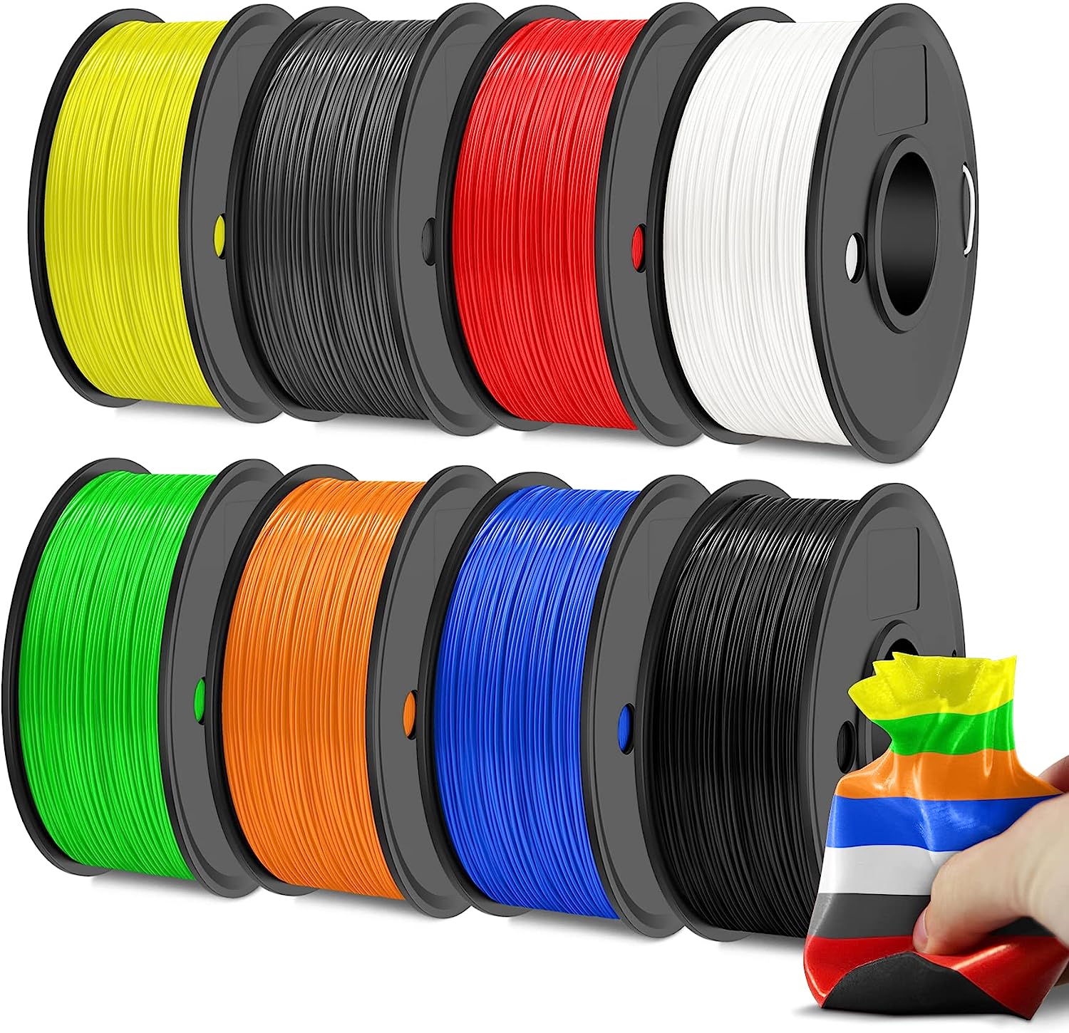 3D Printer Filament PLA+ ,Red, Green, Blue, Yellow and Transparent col ...