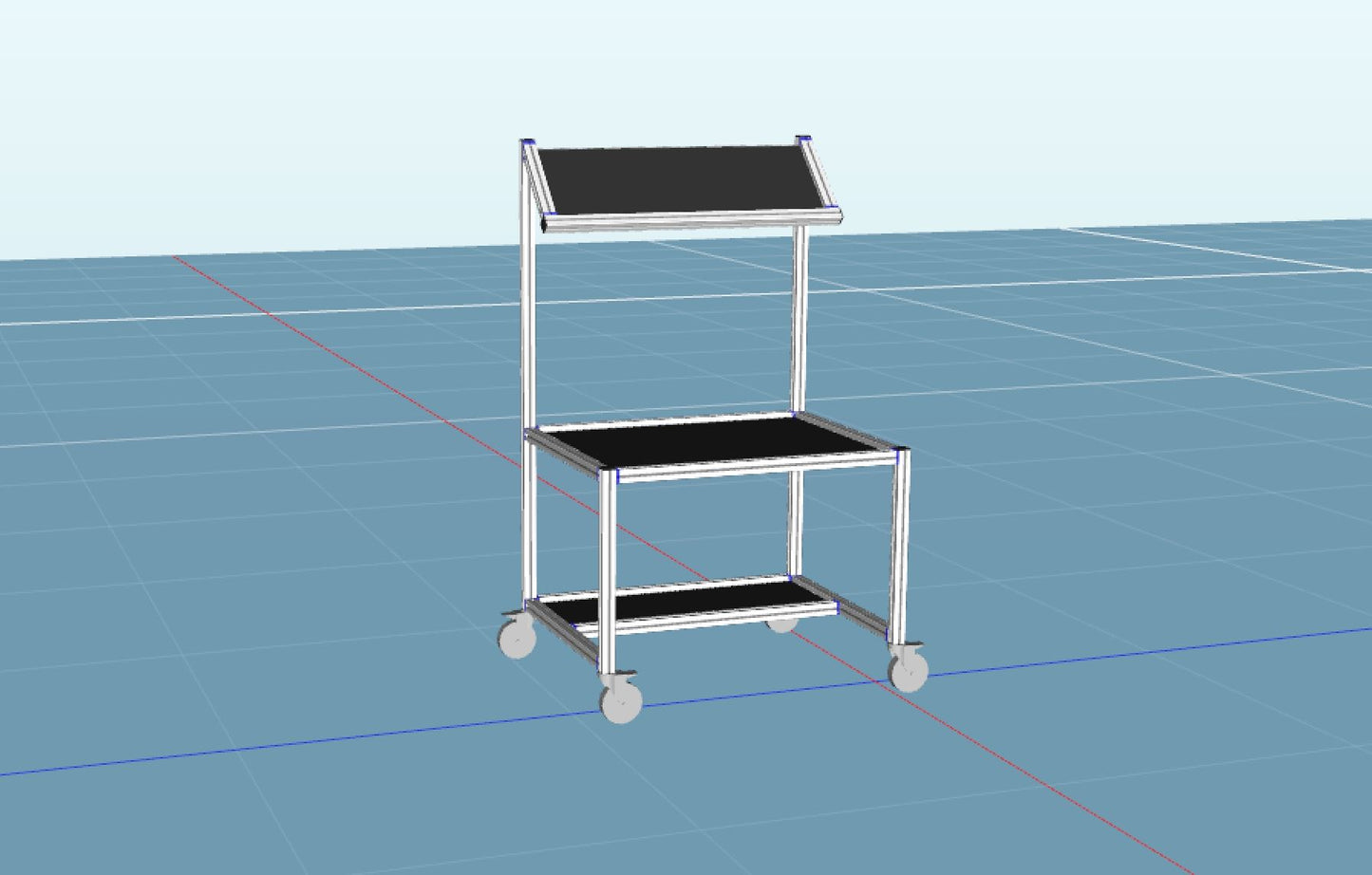 LAB – Trespa Mobile Table with Slopping Upper Shelf – RM components