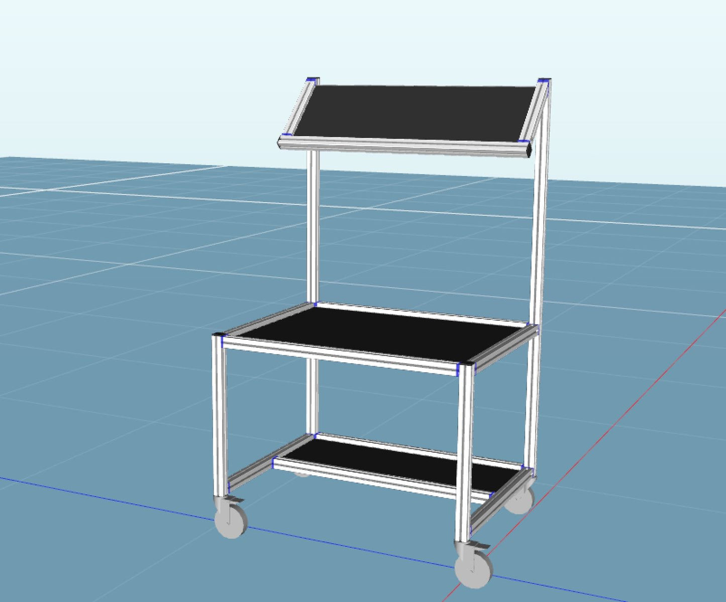 LAB – Trespa Mobile Table with Slopping Upper Shelf – RM components