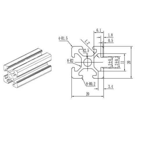 2020 Black T-Slot Aluminium Profile (20 Series) – 6063 T5 Extrusion fo ...
