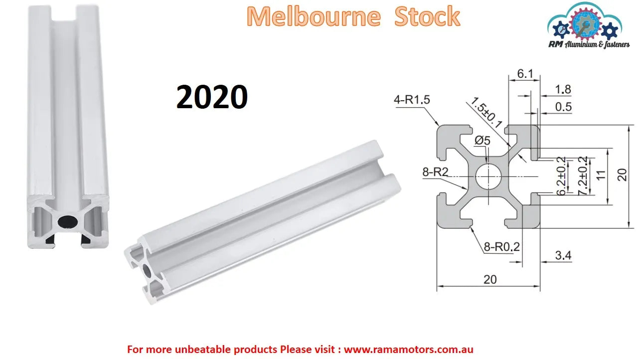 2020 -Silver -T-slot Aluminium Profile (20 Series )#N# – RM components
