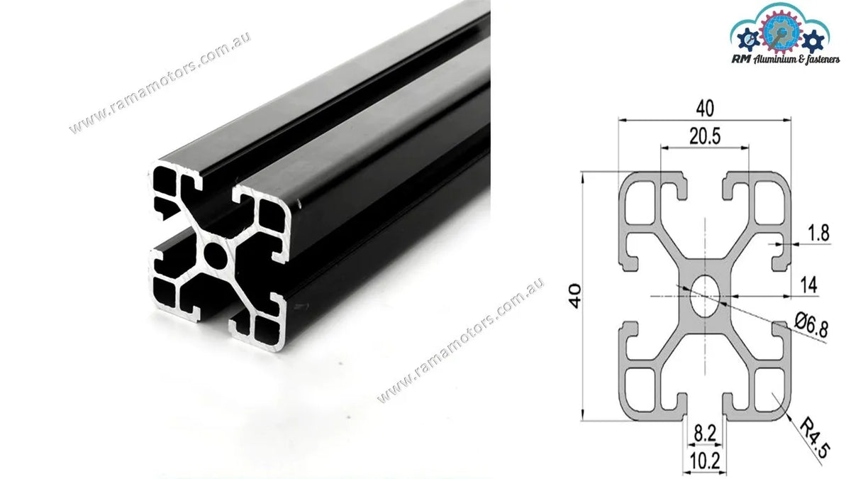 Black Anodized 4040 Aluminium Extrusion T-Slot Profile (40 series) – RM components