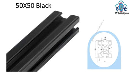 5050-T Slot -Black -Aluminium Extrusion -(50 series) – RM components