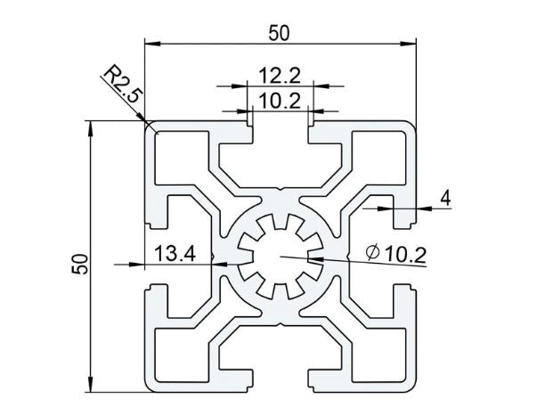 5050-T Slot -Black -Aluminium Extrusion -(50 series) – RM components