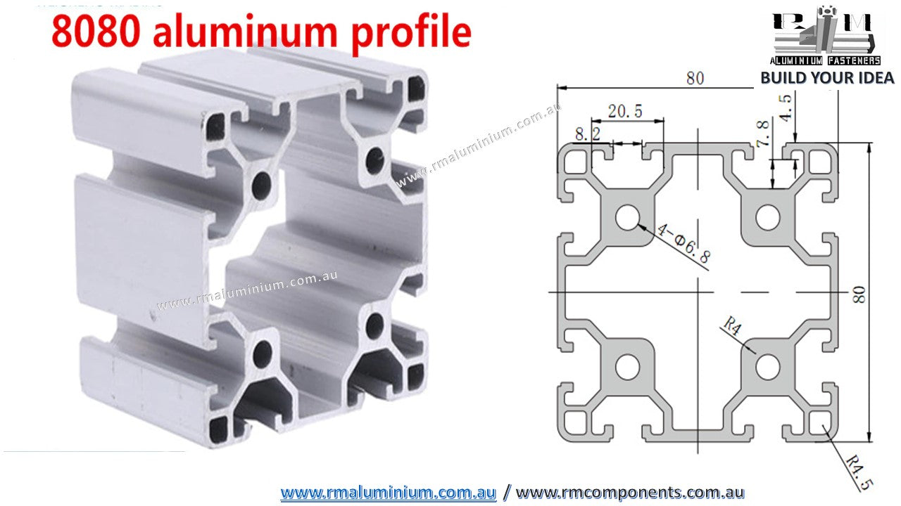 profile t slot aluminium extrusion modular machine frame-8080 – RM components