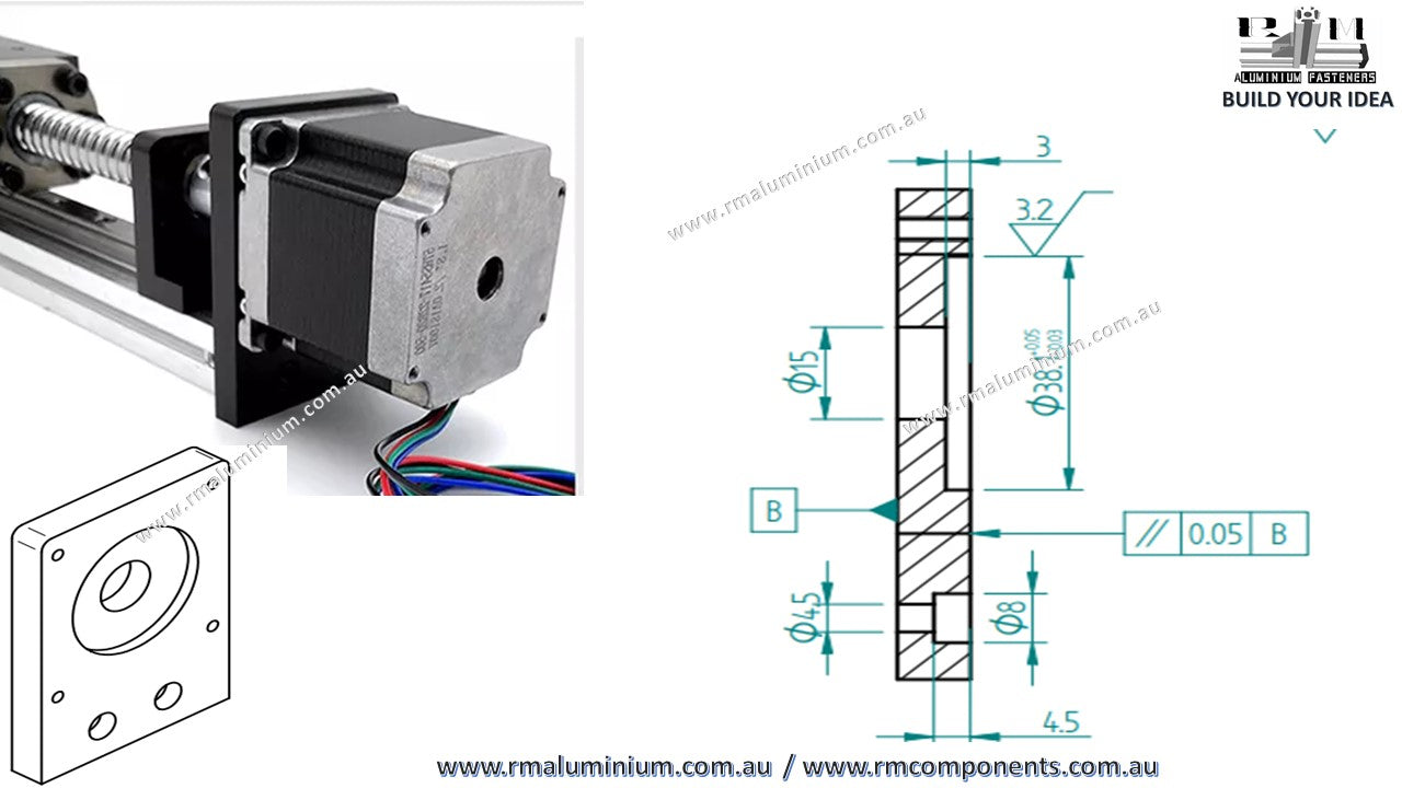Nema 23 stepper motor mounting fixed plate – RM components