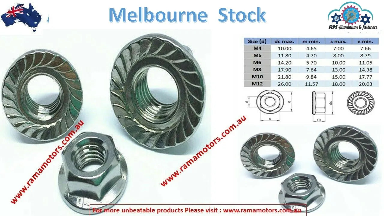 Pack of 20 pcs m4,Flange Nuts – RM components