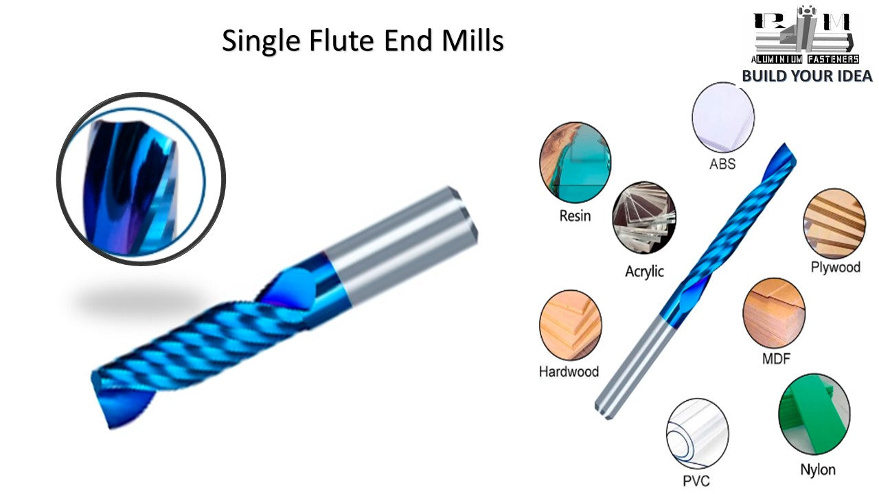 3.175 Shank Single Flute CNC Router Bit Tungsten Carbide Spiral End Mi ...