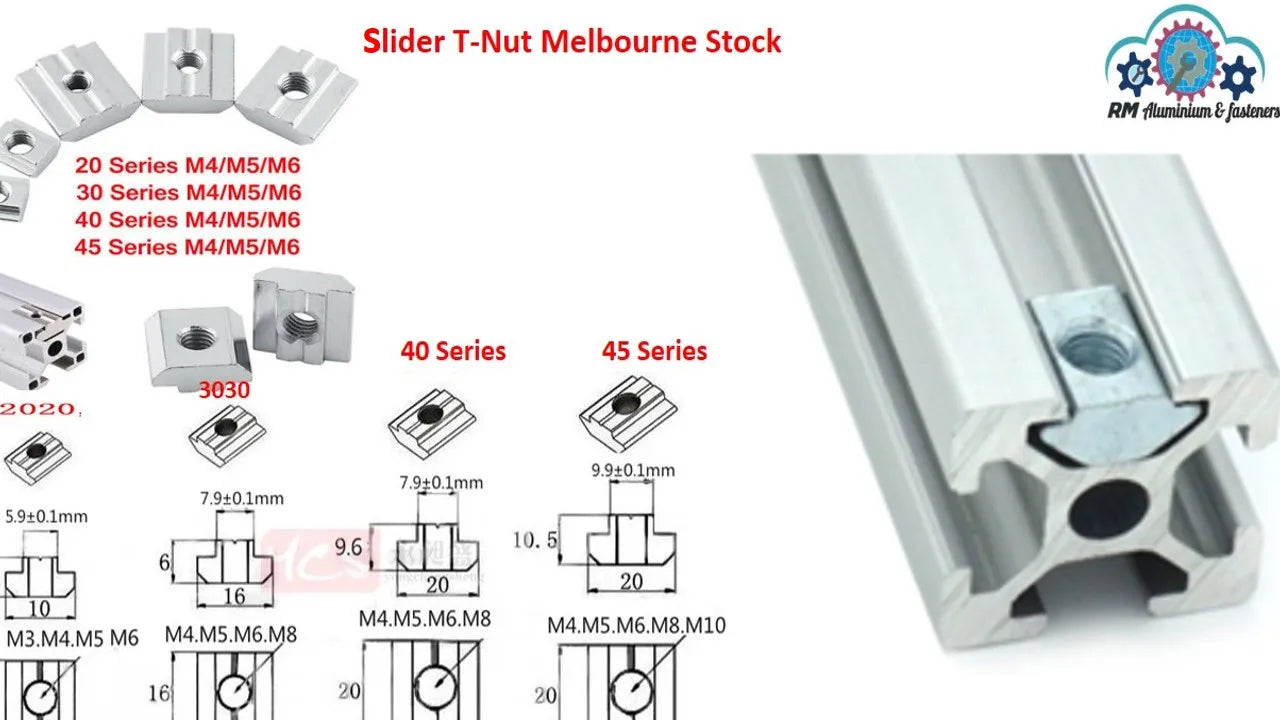 Pack 20 Pcs M6 20 Series T Sliding Nuts – RM components